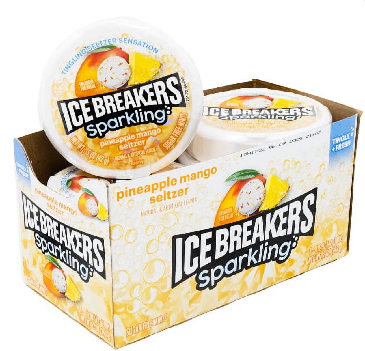 ICE BREAKERS SPARKLING PINEAPPLE MANGO SELTZER FLAVORED MINTS PUCK BOX - Walmart.com