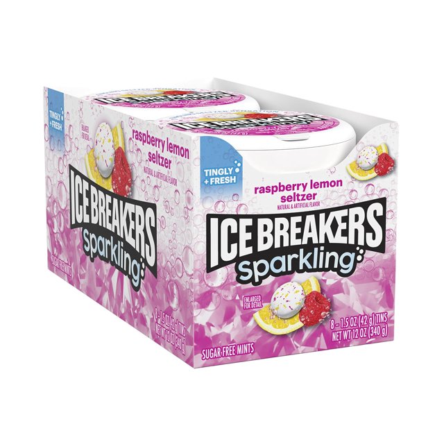 ICE BREAKERS Sparkling Raspberry Lemon Seltzer Breath Mints Tins, 1.5 ...
