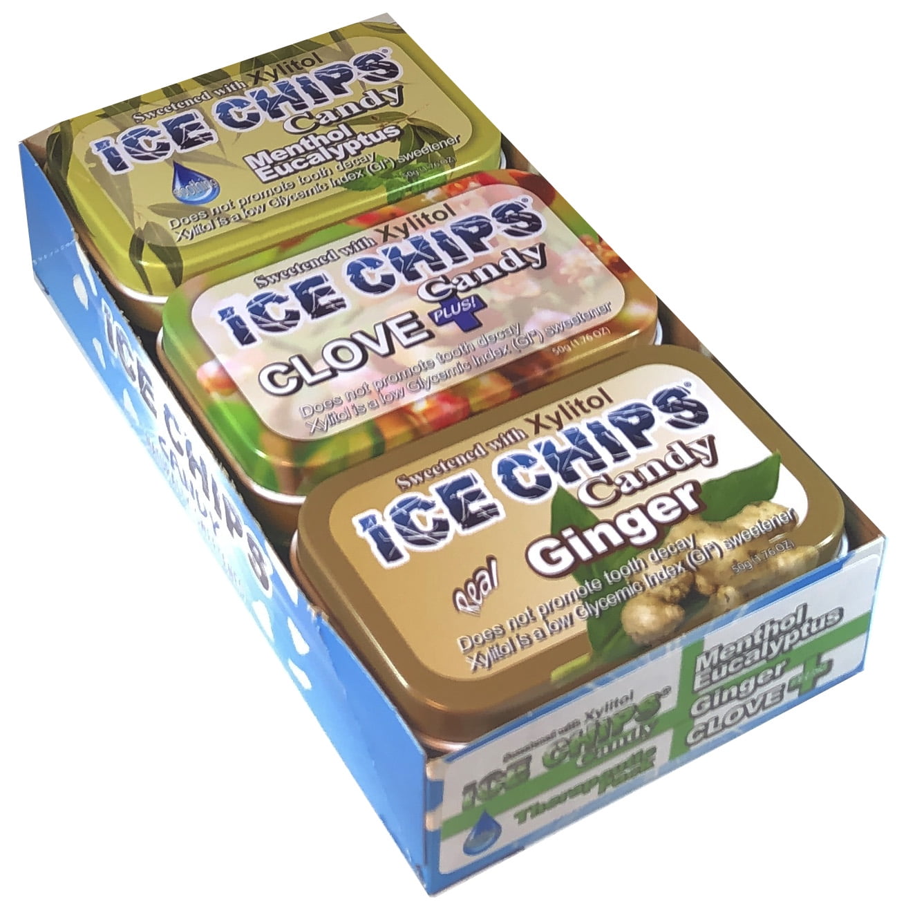 ICE CHIPS Sugar-Free Xylitol Candy, Therapeutic Pack (6 Tins), Vegan ...