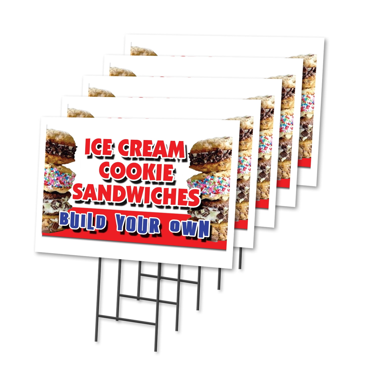 ICE CREAM COOKIE SANDWICHES BUILD YOUR OWN 5 Pack Of 12" x 16" Yard ...
