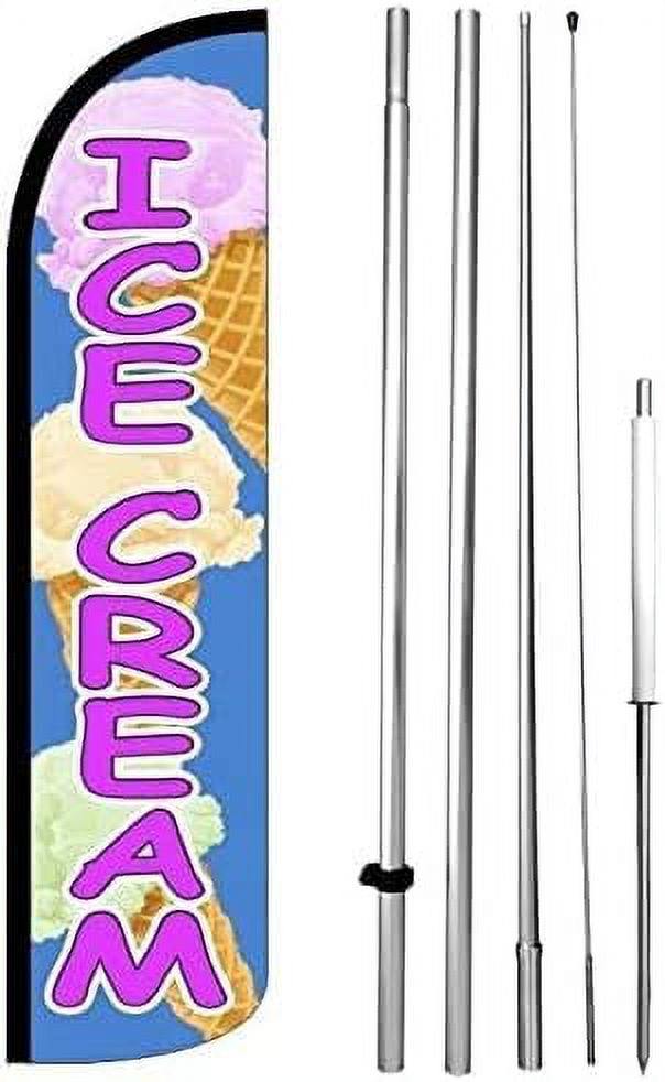 ICE Cream Wind Swooper Flag 15 Feet Tall Large Pole Kit Feather Banner ...