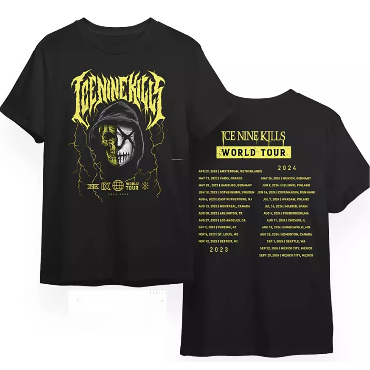 ICE NINE KILLS World Tour 2023-2024 T-Shirt Black Cotton Unisex S-3XL ...