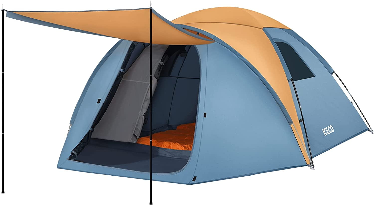 ICECO Dark Room Camping Tents 4 People,Tents for Camping 3/4 Person ...