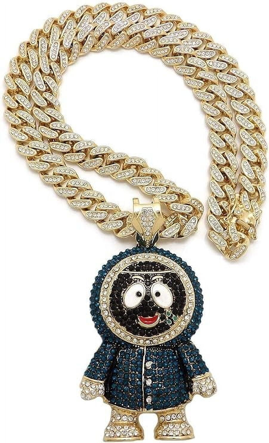 ICED GOLD PLATED BRICK SQUAD ESKIMO CUBIC ZIRCONIA PENDANT & 12mm 30 ...