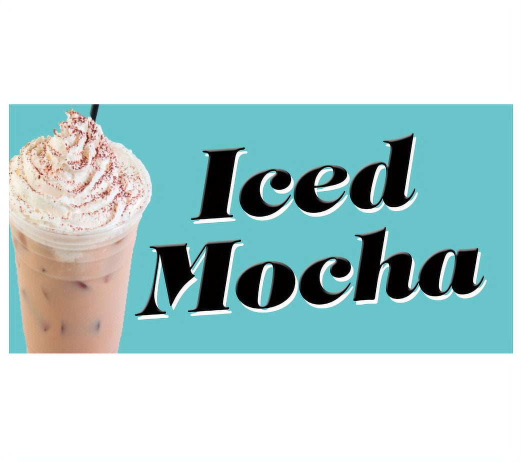 ICED MOCHA Decal cold coffee drink signs cart stand new - Walmart.com