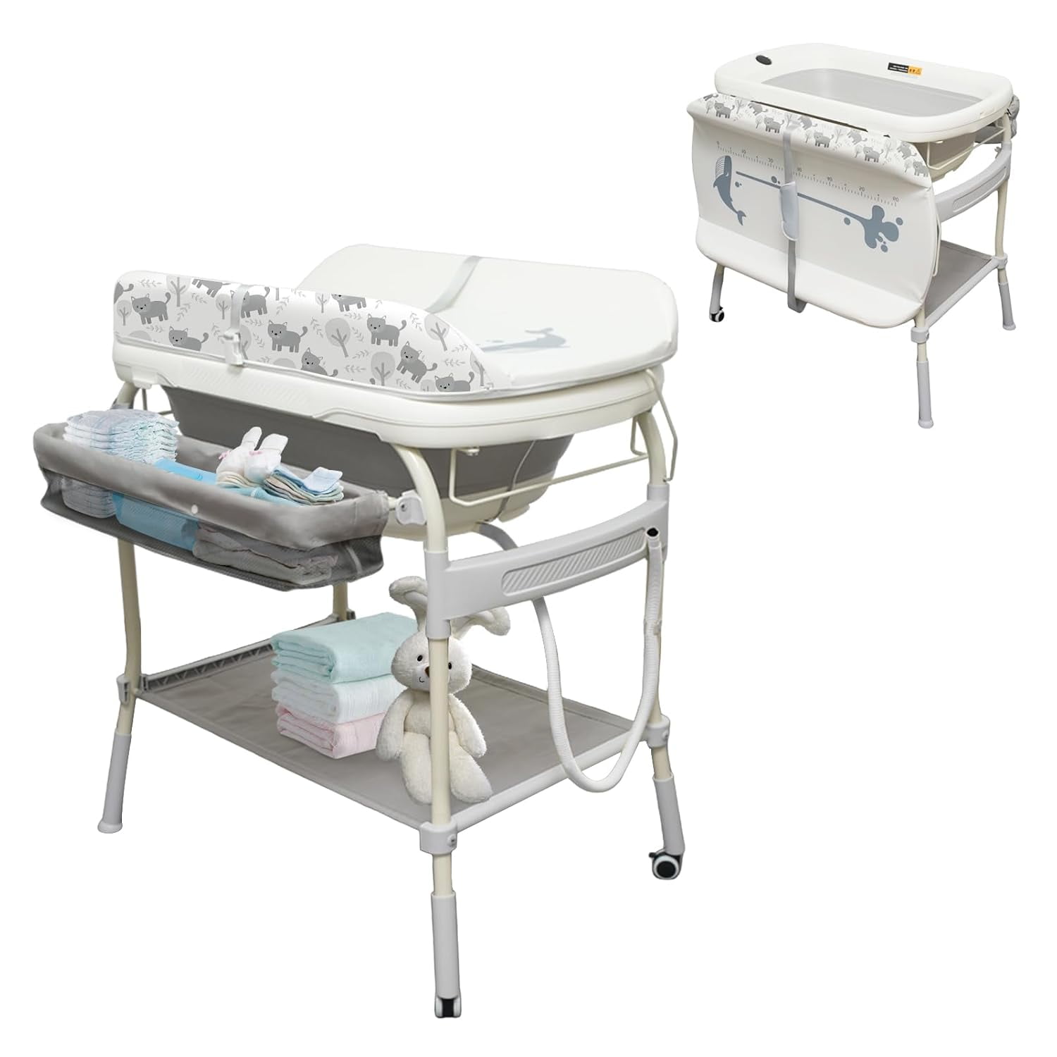 Linor 2 in 1 Bathtub with Changing Table, Waterproof Diaper Changing ...