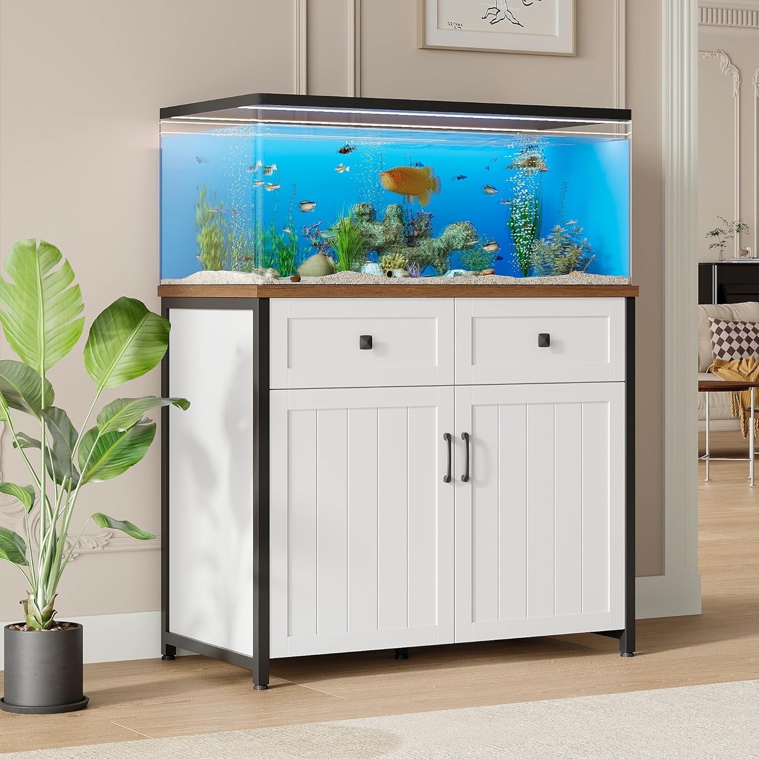 ICEELF 40-50 Gallon Aquarium Stand with Power Outlets, Cabinet for Fish ...