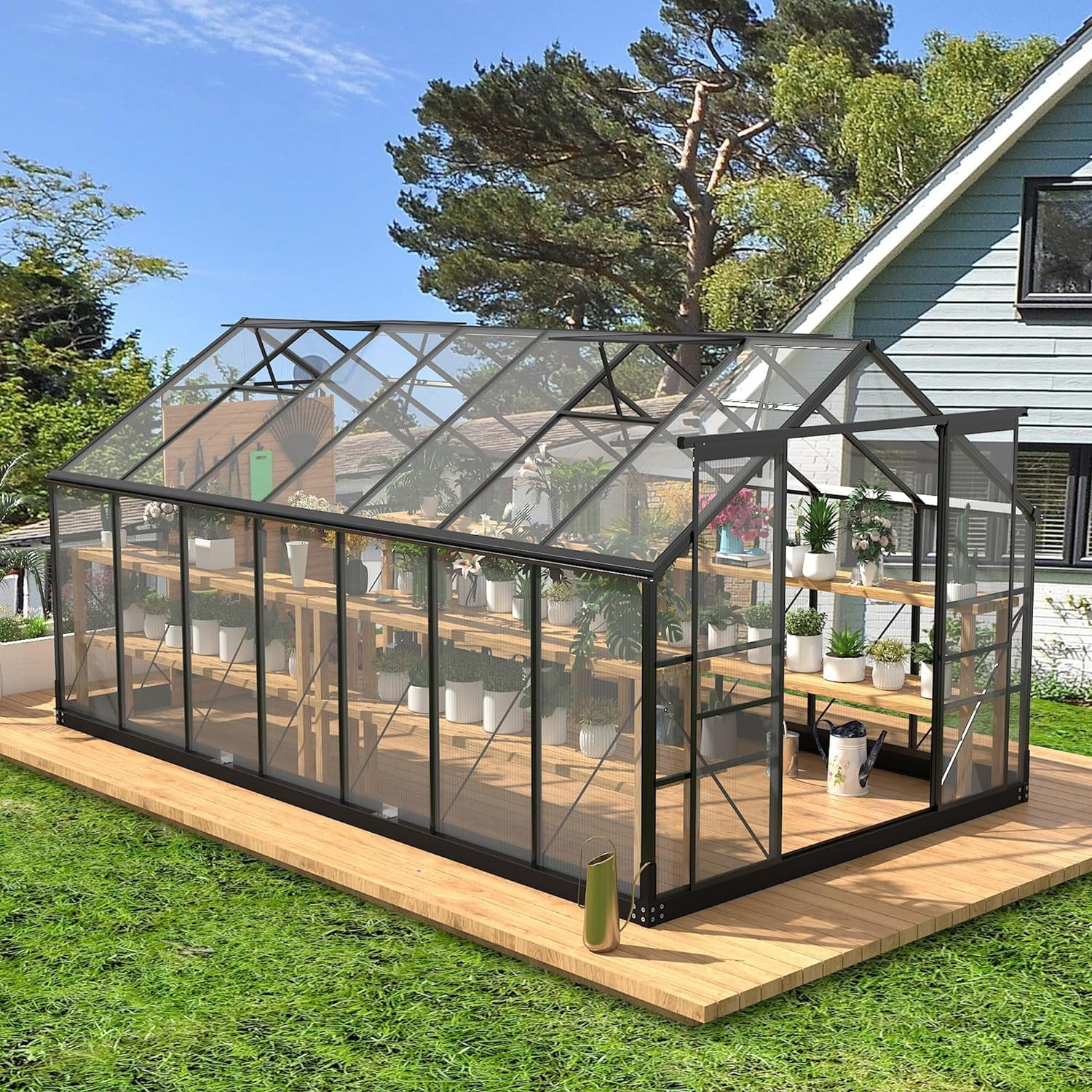 ICEELF Polycarbonate Greenhouses, 8x14 FT Green Houses for Outside with ...