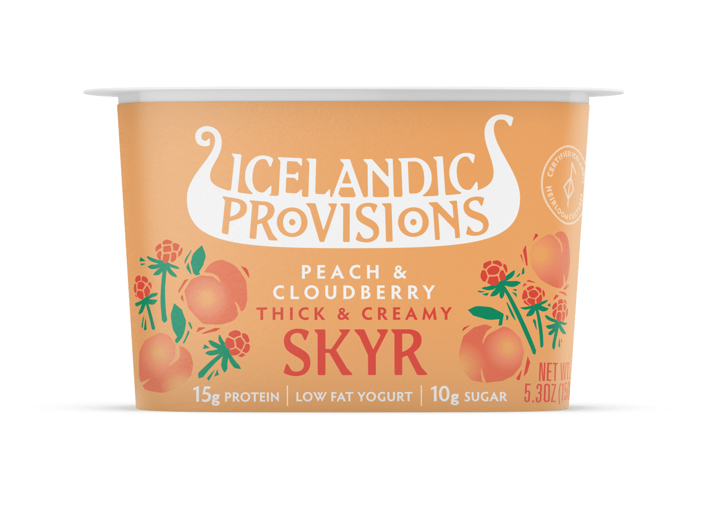 Icelandic Provisions Skyr Peach & Cloudberry 5.3 oz Thick, Creamy ...