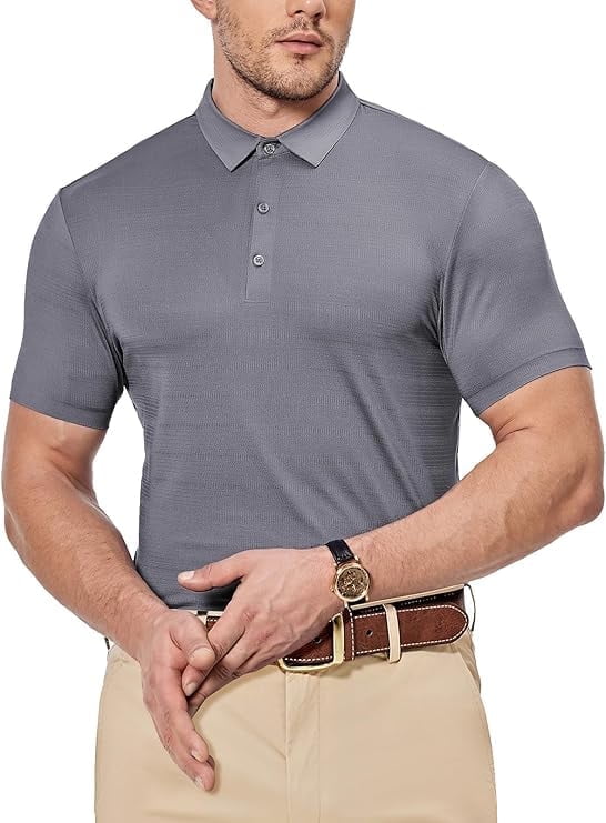 ICEMOOD Mens Dry Fit Golf Shirt Performance Polo Short Sleeve Athletic ...
