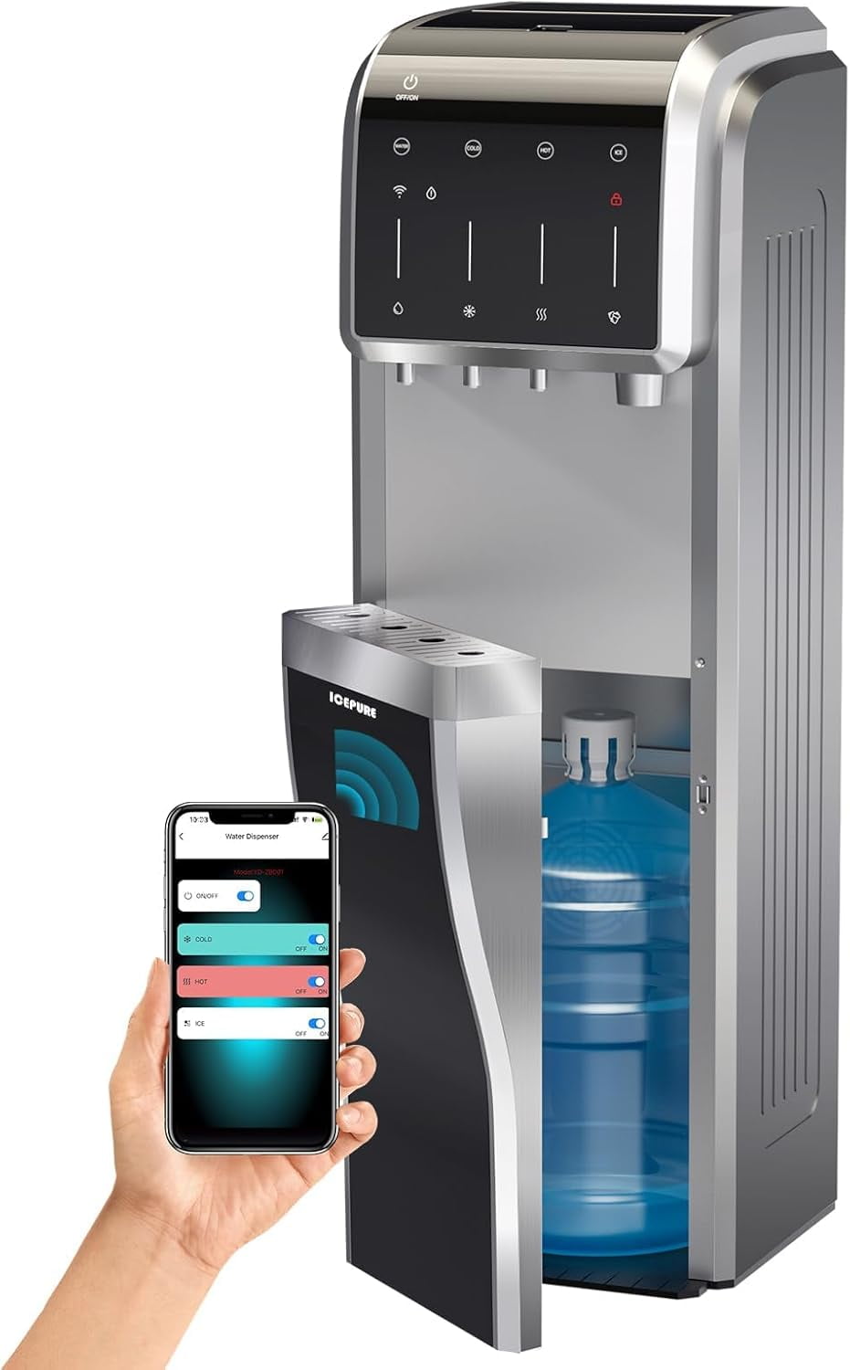 ICEPURE 5 in 1 Water Dispenser with Ice Maker for 5 Gallon Bottle ...