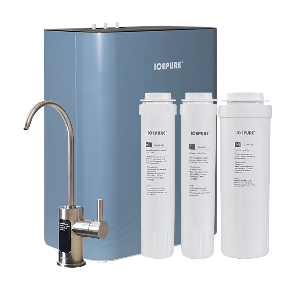 ICEPURE 600GPD Reverse Osmosis System, Tankless RO Water Filter System ...