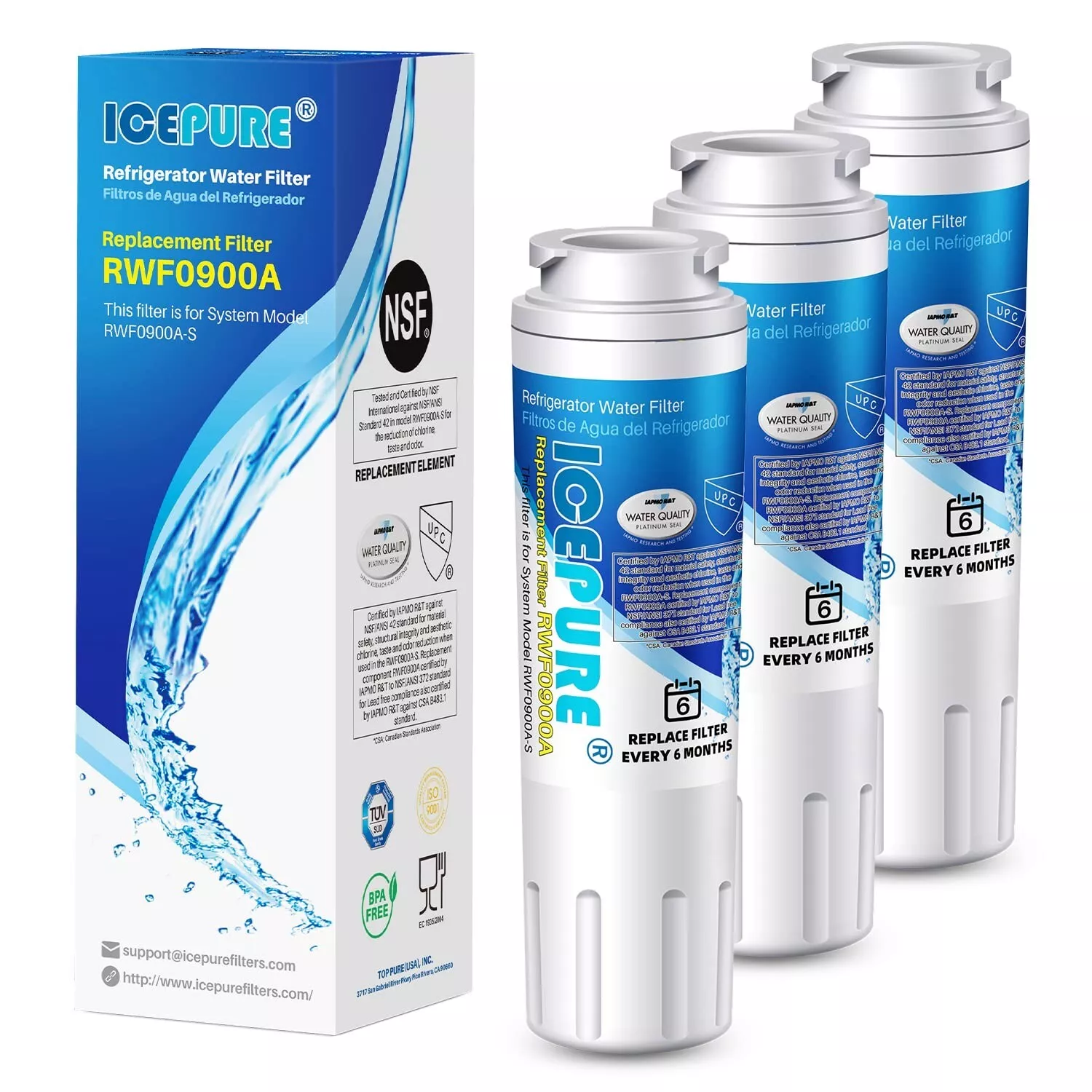 ICEPURE Water Filter RWF0900A Fit For WRX735SDHZ Filter4 WRF555SDFZ09 ...