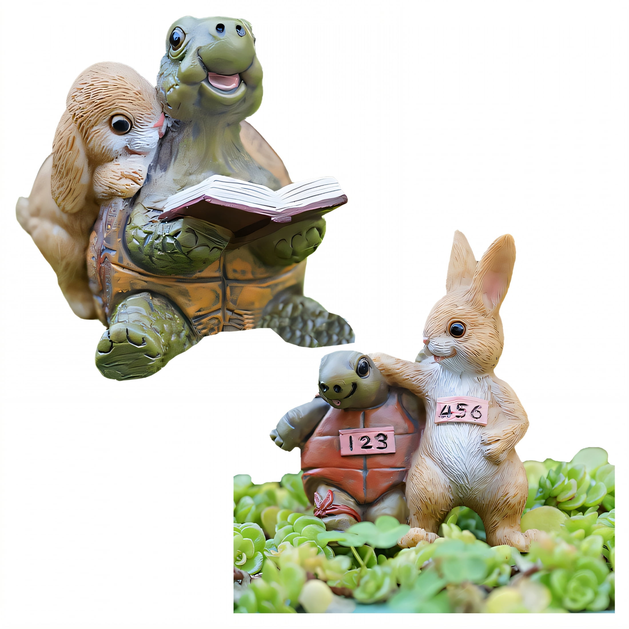 ICERUN 2Pcs Garden Statues,Resin Rabbit Sculpture Yard Decor,Garden ...