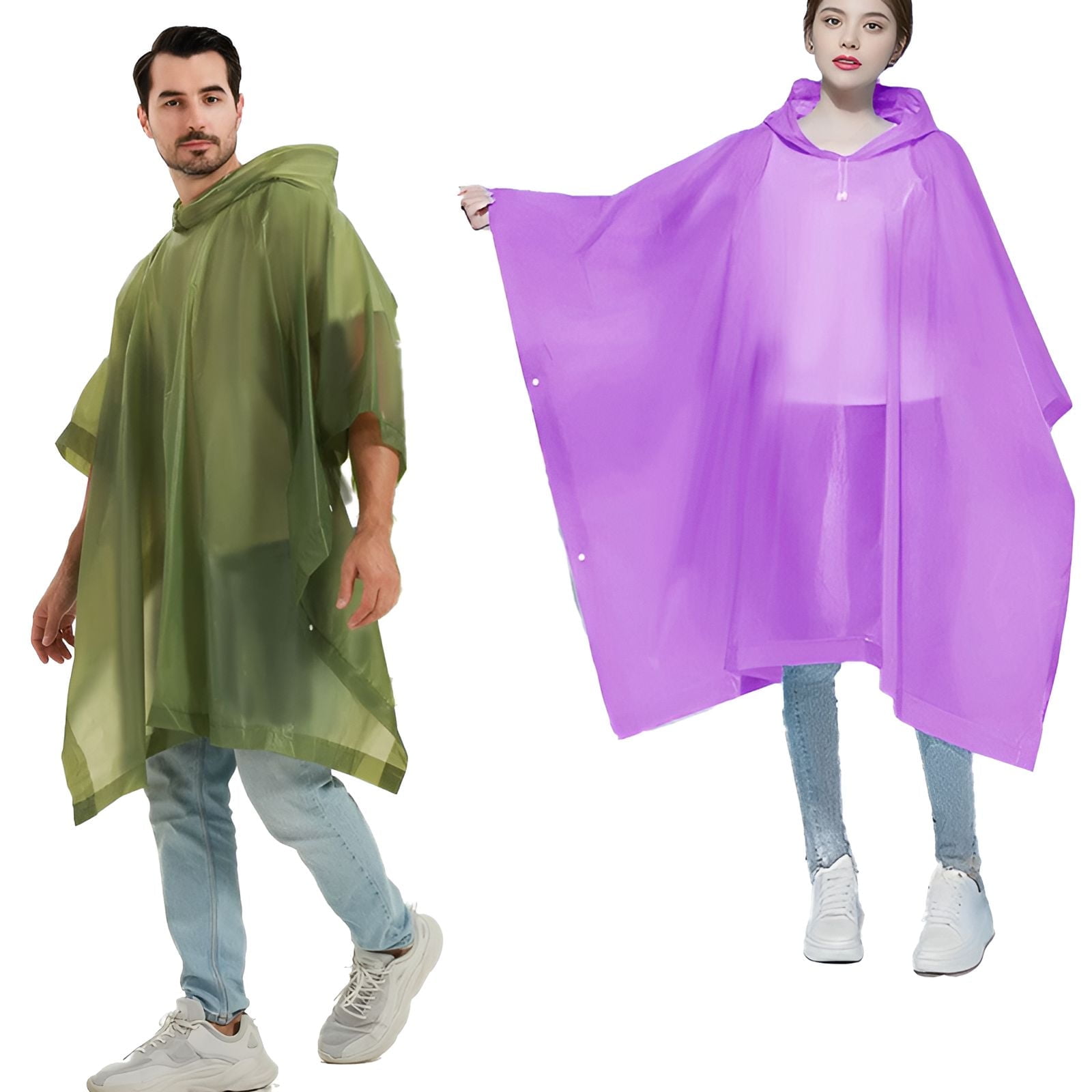 ICERUN 2Pcs Rain Ponchos for Adults,Storm Safe Rain Cloak Rain Poncho,Portable Comfort Poncho ...