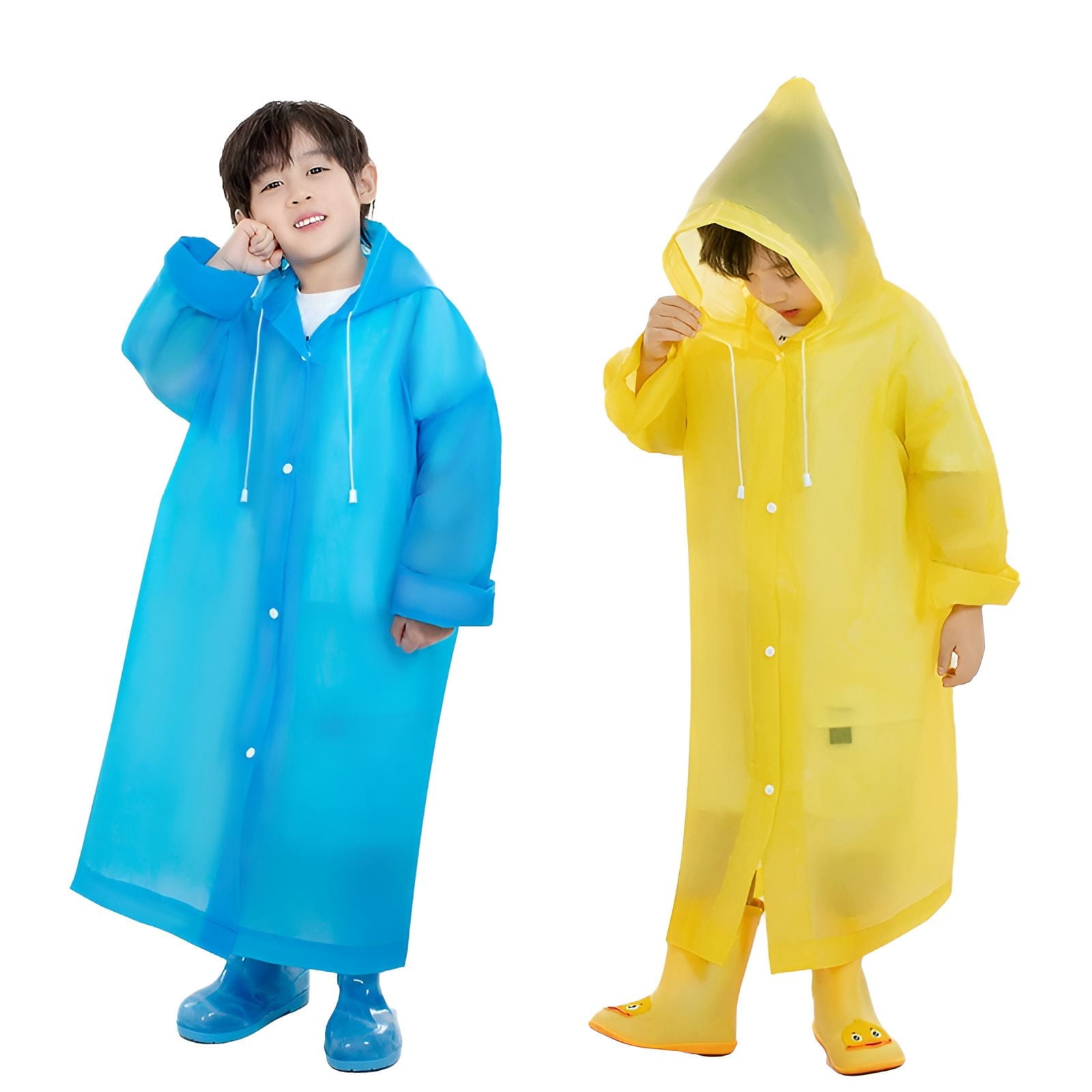 ICERUN 2Pcs Rain Poncho,Outdoor Rafting Kid Ponchos with Hood,Adult ...