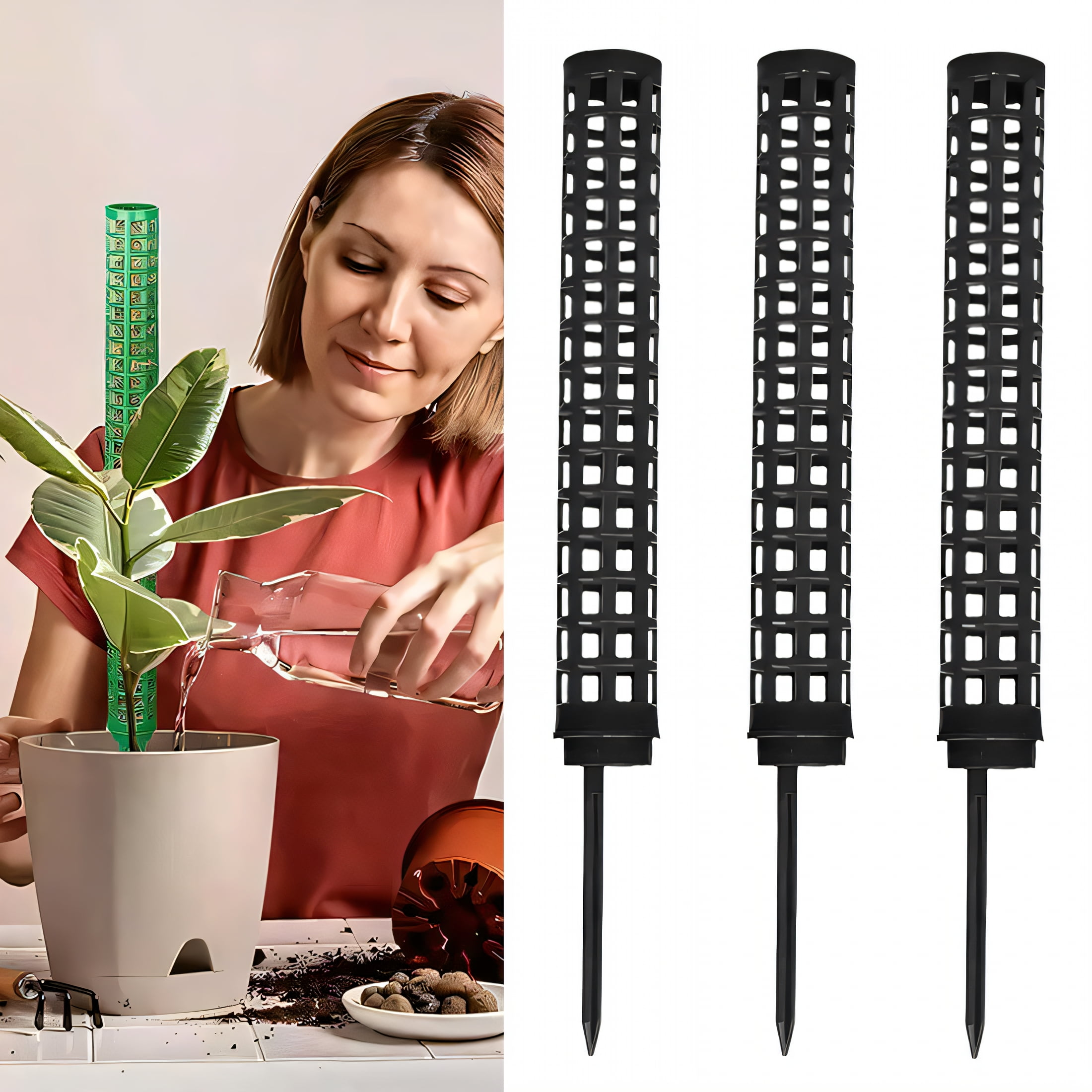 ICERUN 3 Sets Moss Pole 14.94" Plastic Rot Resistant Plant Supports for ...