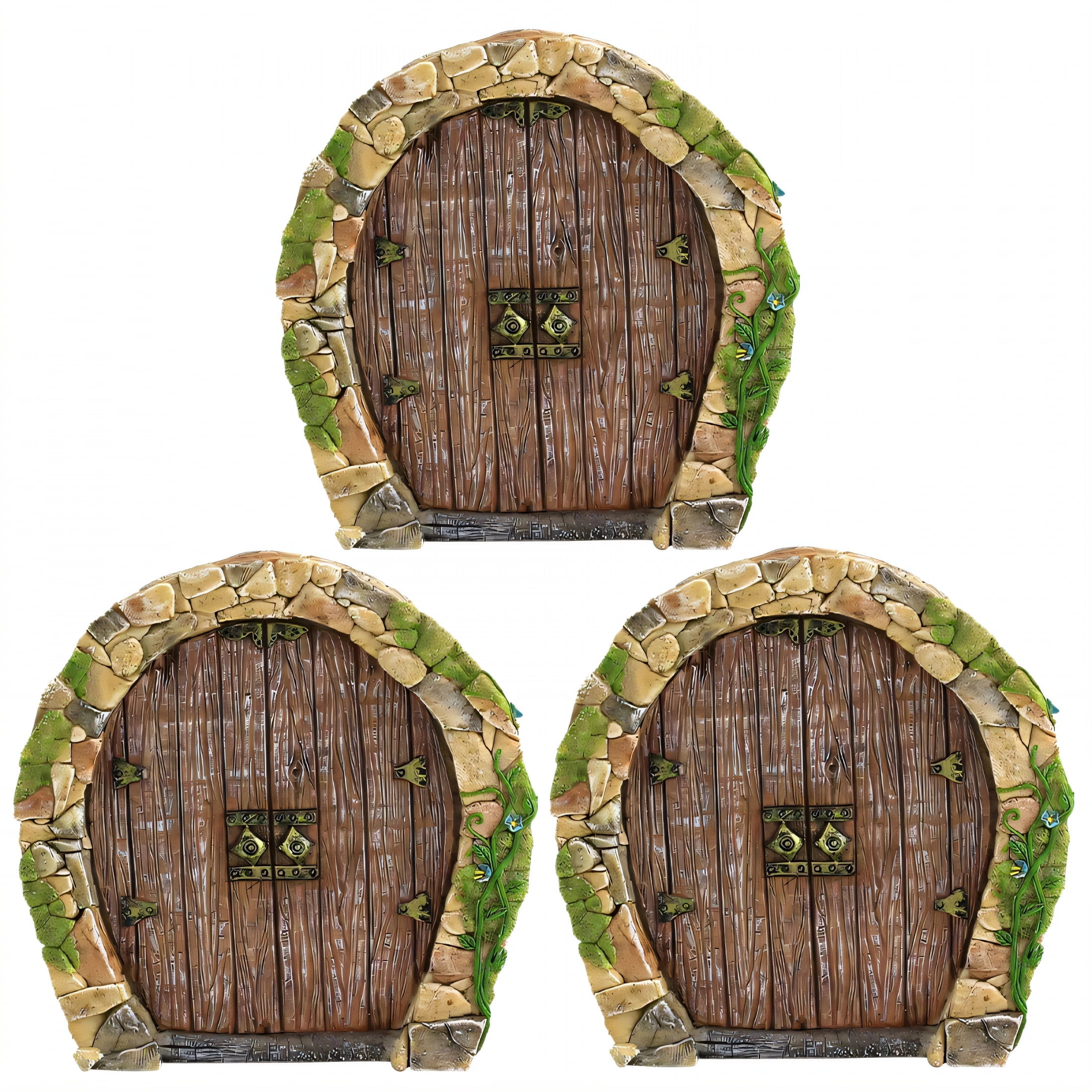 ICERUN 3Pcs Garden Statues,Wooden Dreamy Mini Gate Garden Decorations ...