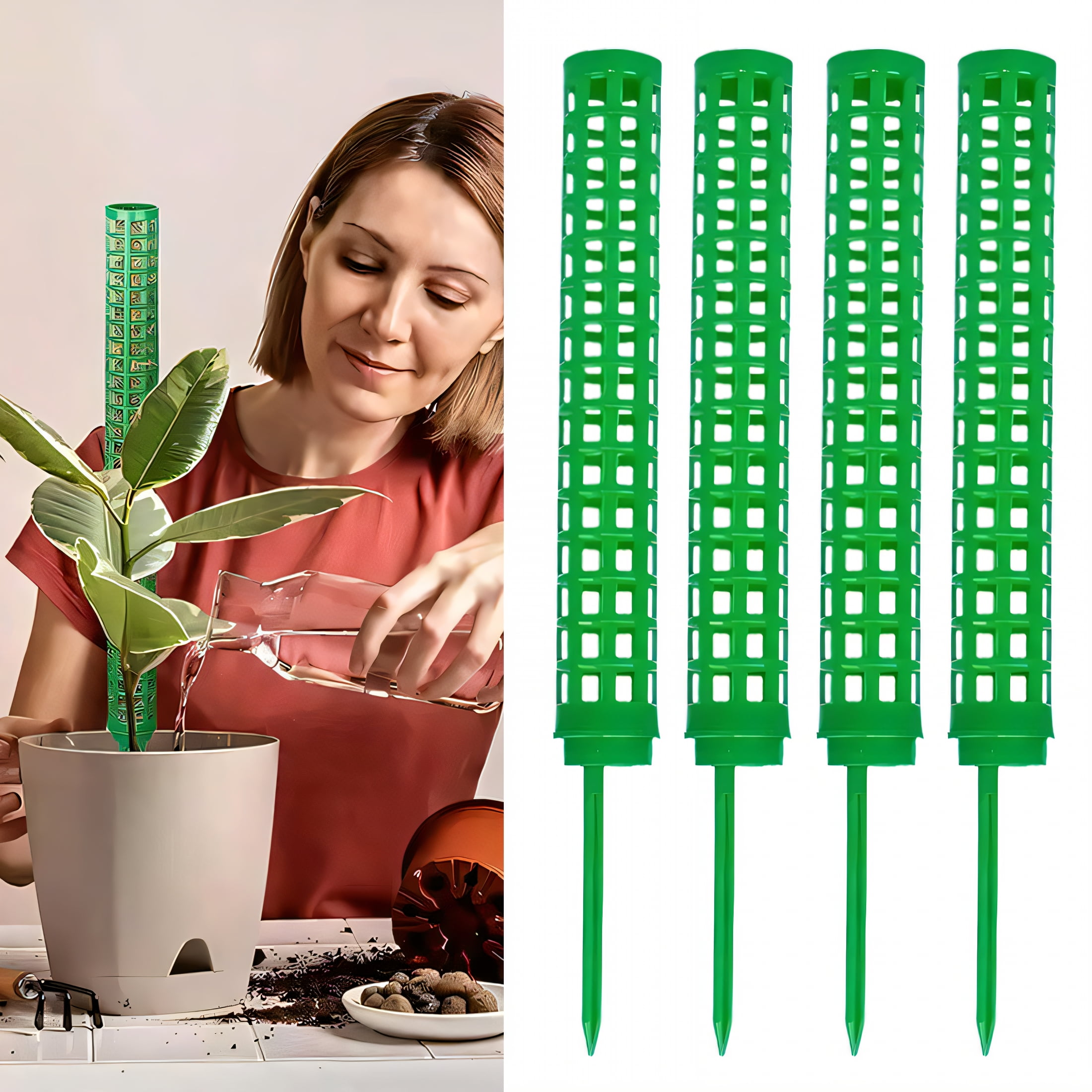 ICERUN 4 Sets Moss Pole 14.94" Plastic Corrosion Resistant Plant Pole ...