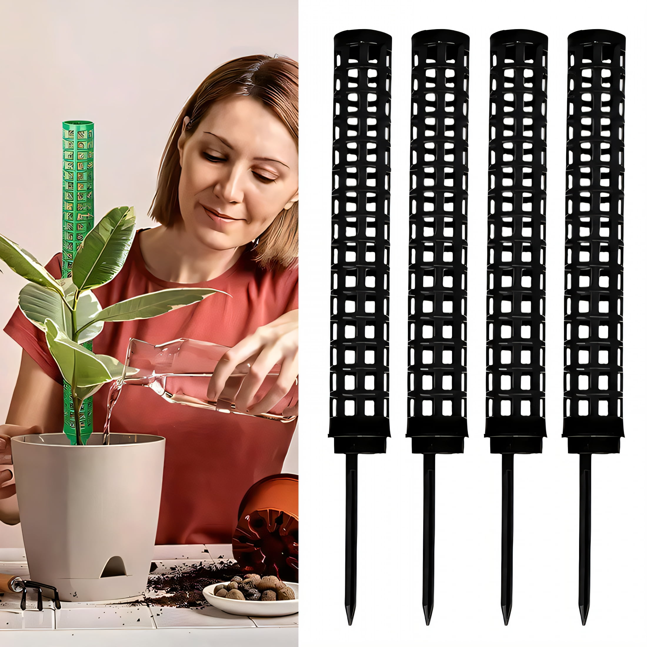 ICERUN 4 Sets Moss Pole 14.94" Plastic Height Stacking Moss Poles for ...