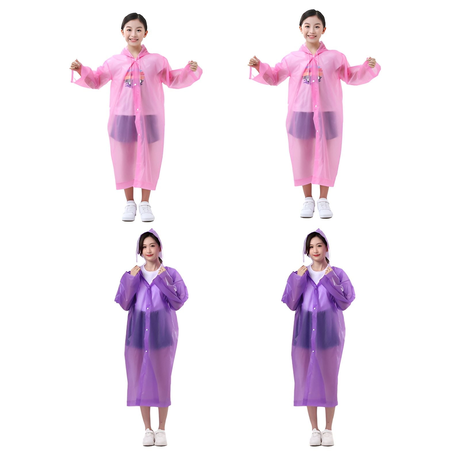 ICERUN 4Pcs Ponchos Family Pack,Backpack Essential Cape Rain Ponchos ...