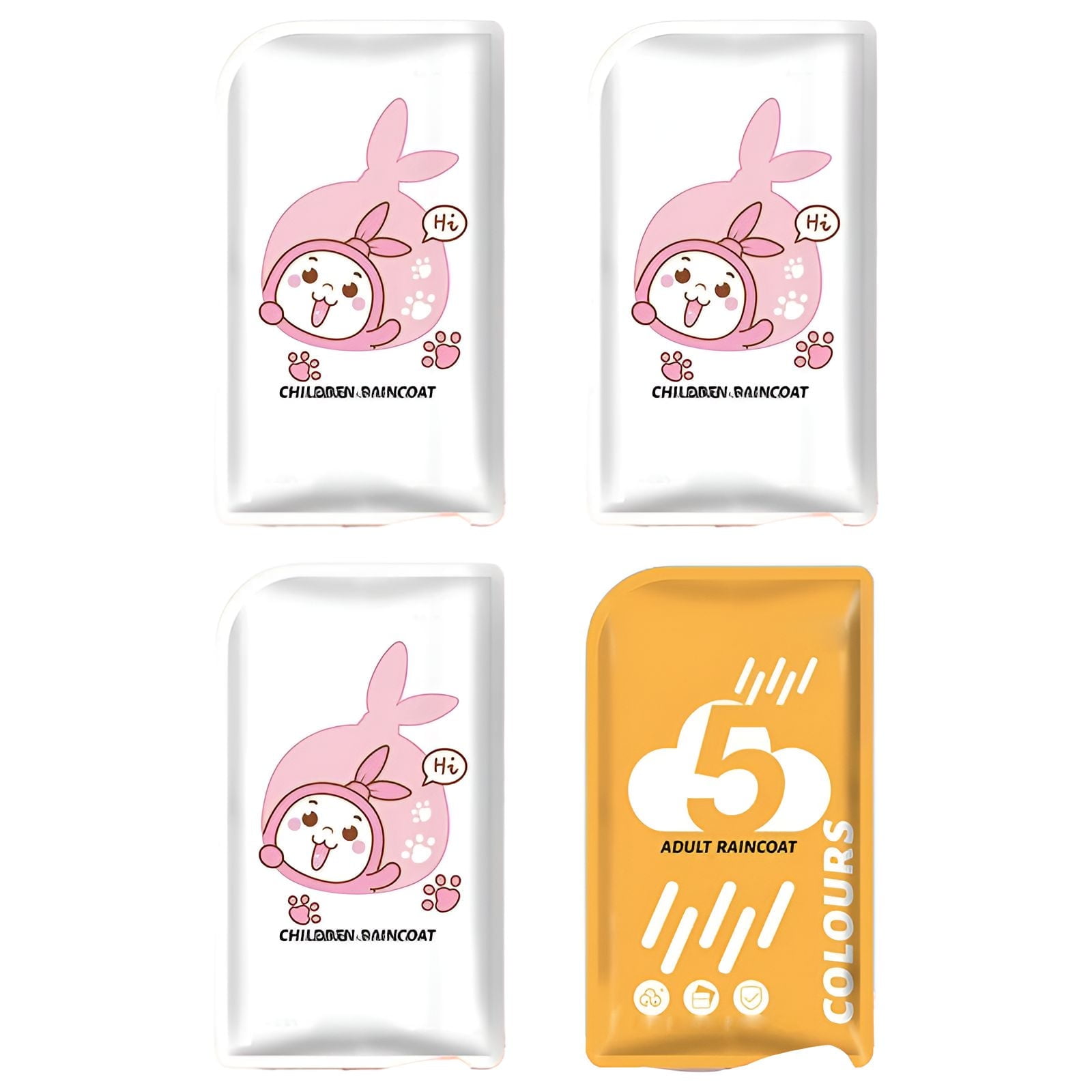 ICERUN 4Pcs Ponchos Family Pack,Outdoor Hike Guard Rain Ponchos for ...