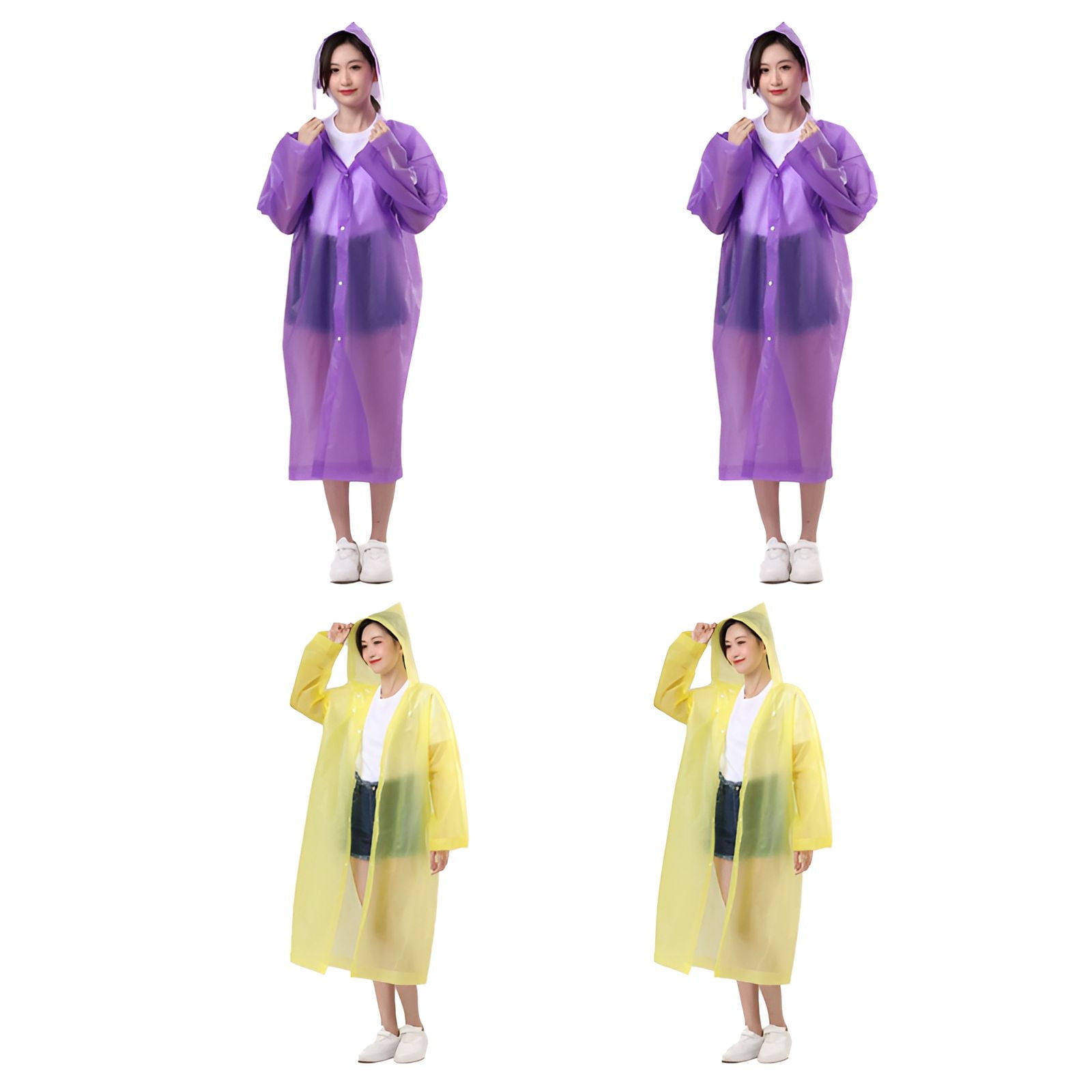 ICERUN 4Pcs Ponchos Family Pack,Rafting Travel Rain Panchos Family Pack ...