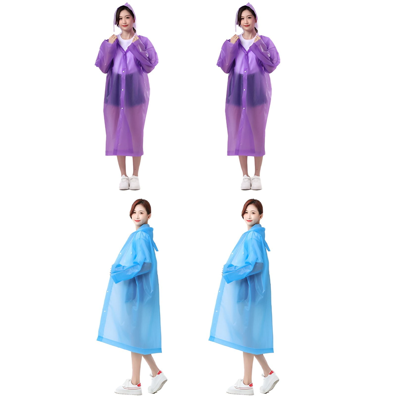 ICERUN 4Pcs Ponchos Family Pack,Single Use Poncho Rain Ponchos for ...