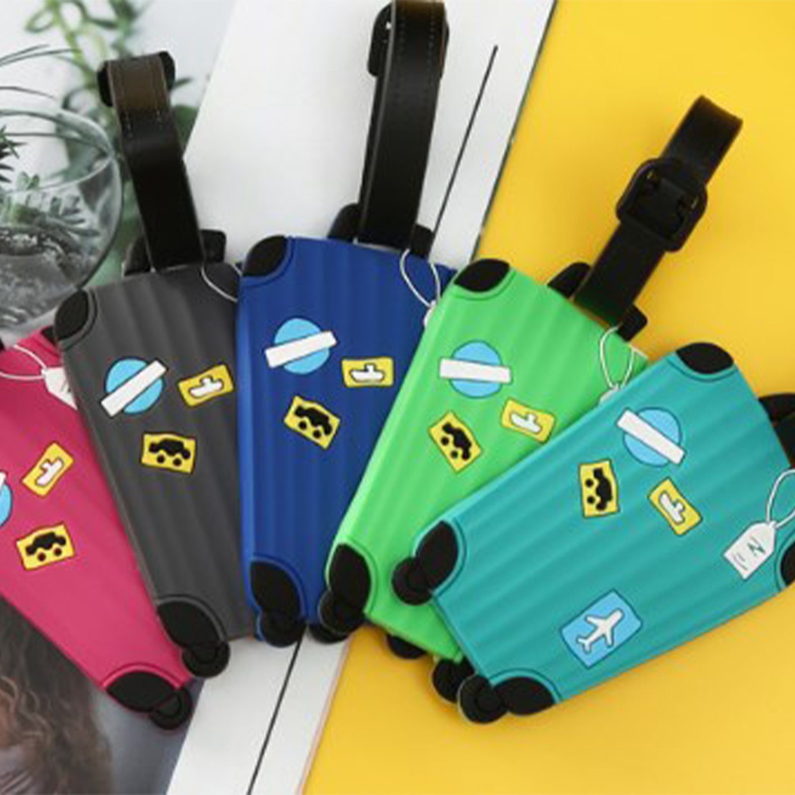 ICERUN 5 Pcs Luggage Tags for Suitcases ，3D Cartoon Design with Soft ...