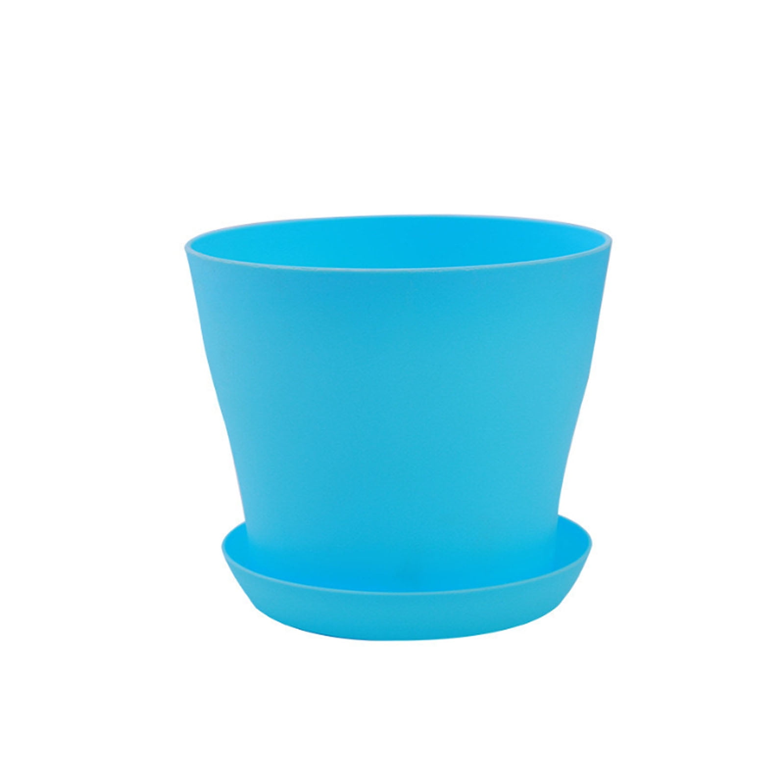 ICERUN Durable Plant Pot, Blue Plastic Flower Pot with Tray, Extra ...