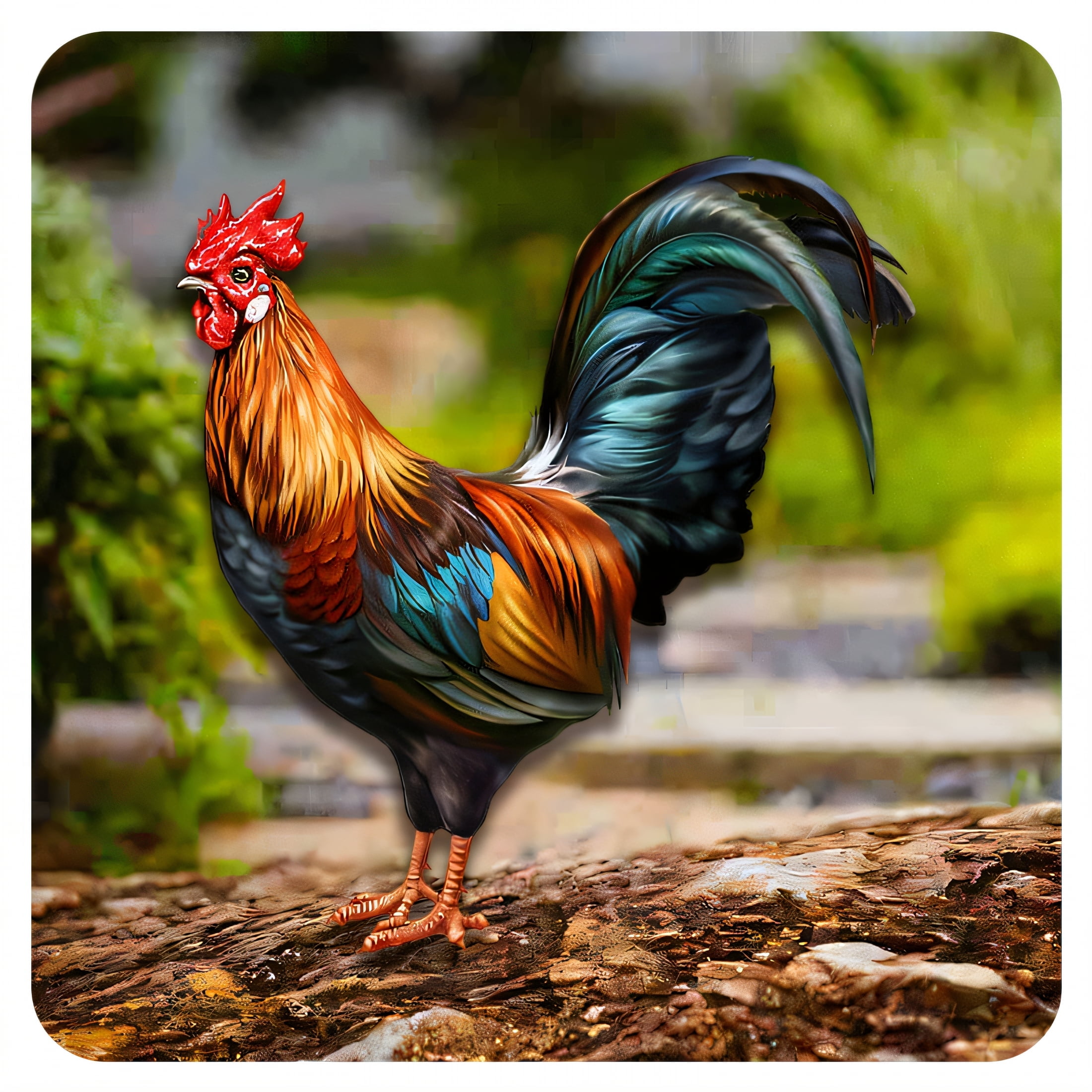 ICERUN Garden Statues,Acrylic Rooster Sculpture Yard Decor,Authentic ...