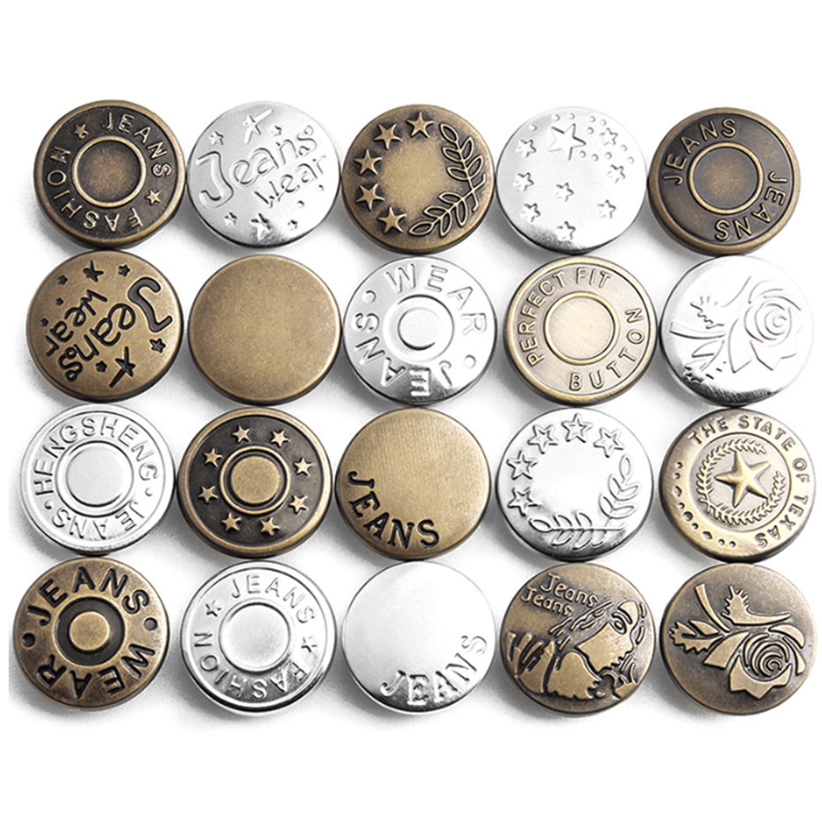 ICERUN Jean Buttons for Loose Jeans, Adjustable Metal Buttons for ...