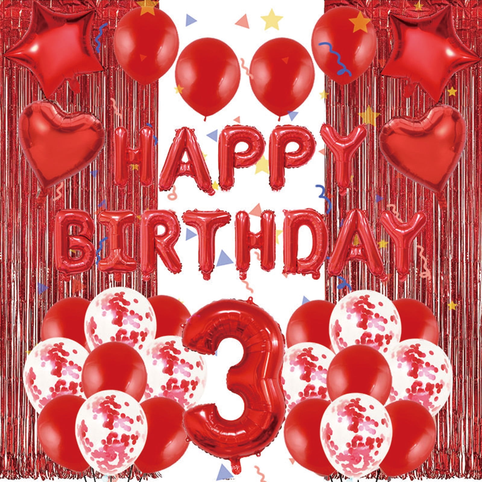 ICERUN Party Decorations,Vibrant Red Design Happy Birthday Banner ...