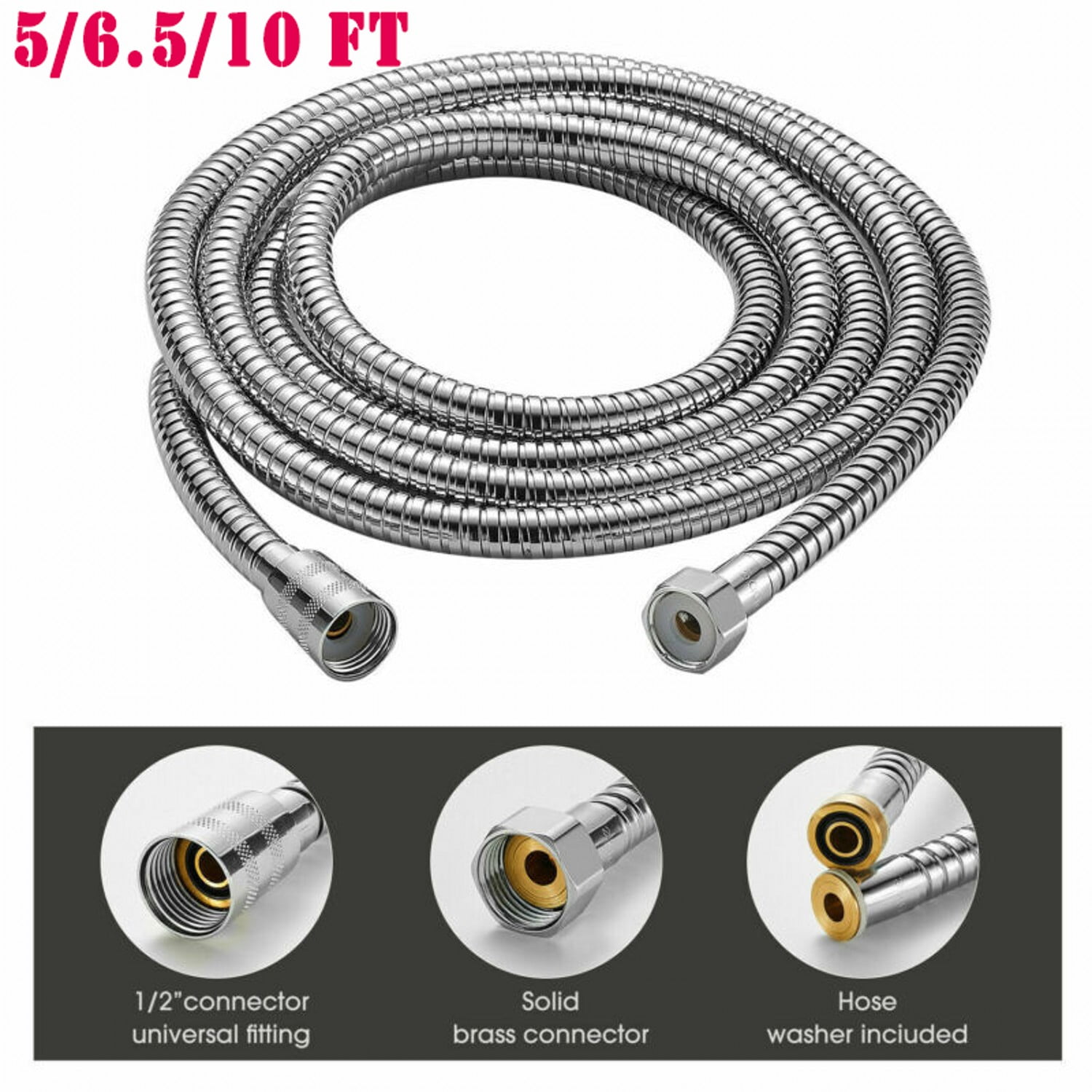 Extra Long High Pressure Stainless Steel Shower Hose for Bathroom and ...