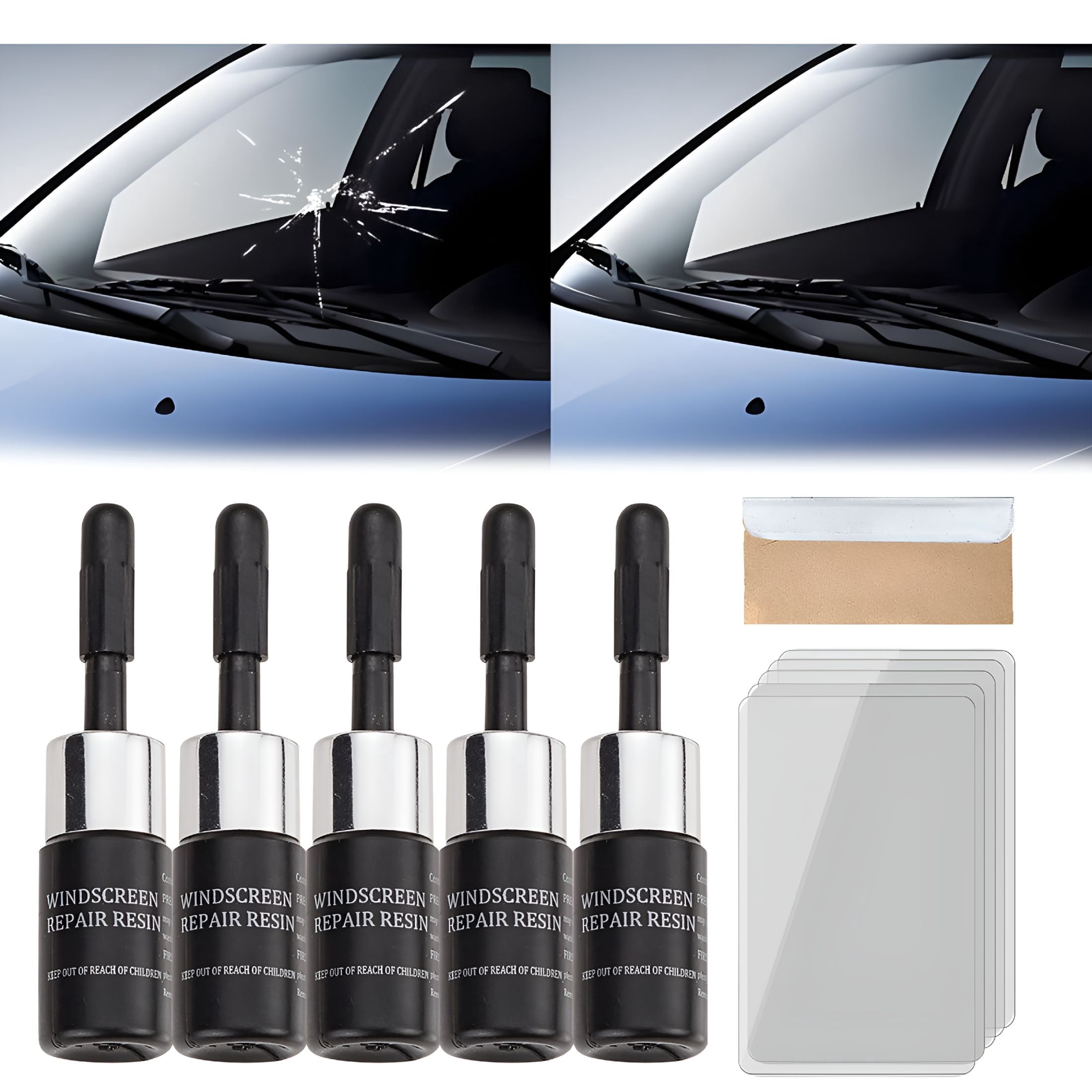 VELIMO Windshield Repair Kit,Resin Glass Crack Chip Fix for Car ...
