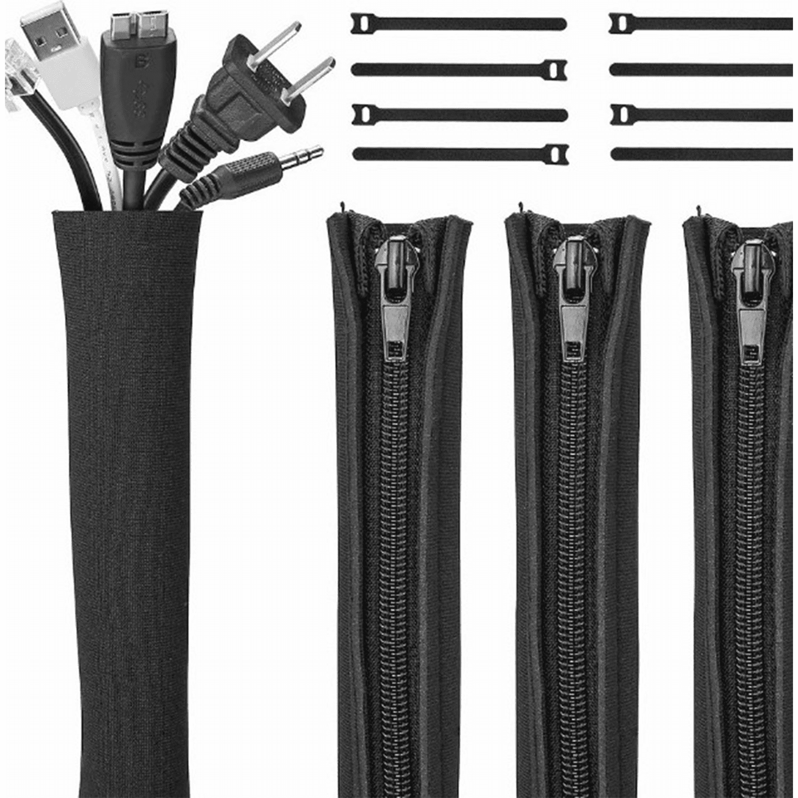 ICERUN Wire Organizers For Cords, Customizable Cable Management, Zip-Up ...