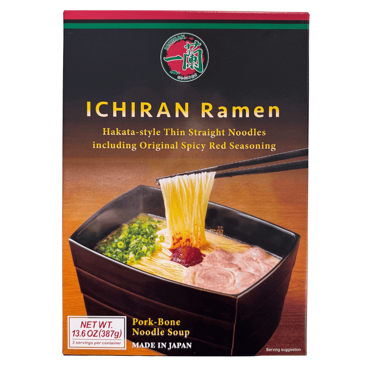 ICHIRAN Ramen, Hakata Thin Straight Noodles, Spicy Red Seasoning, 13 ...