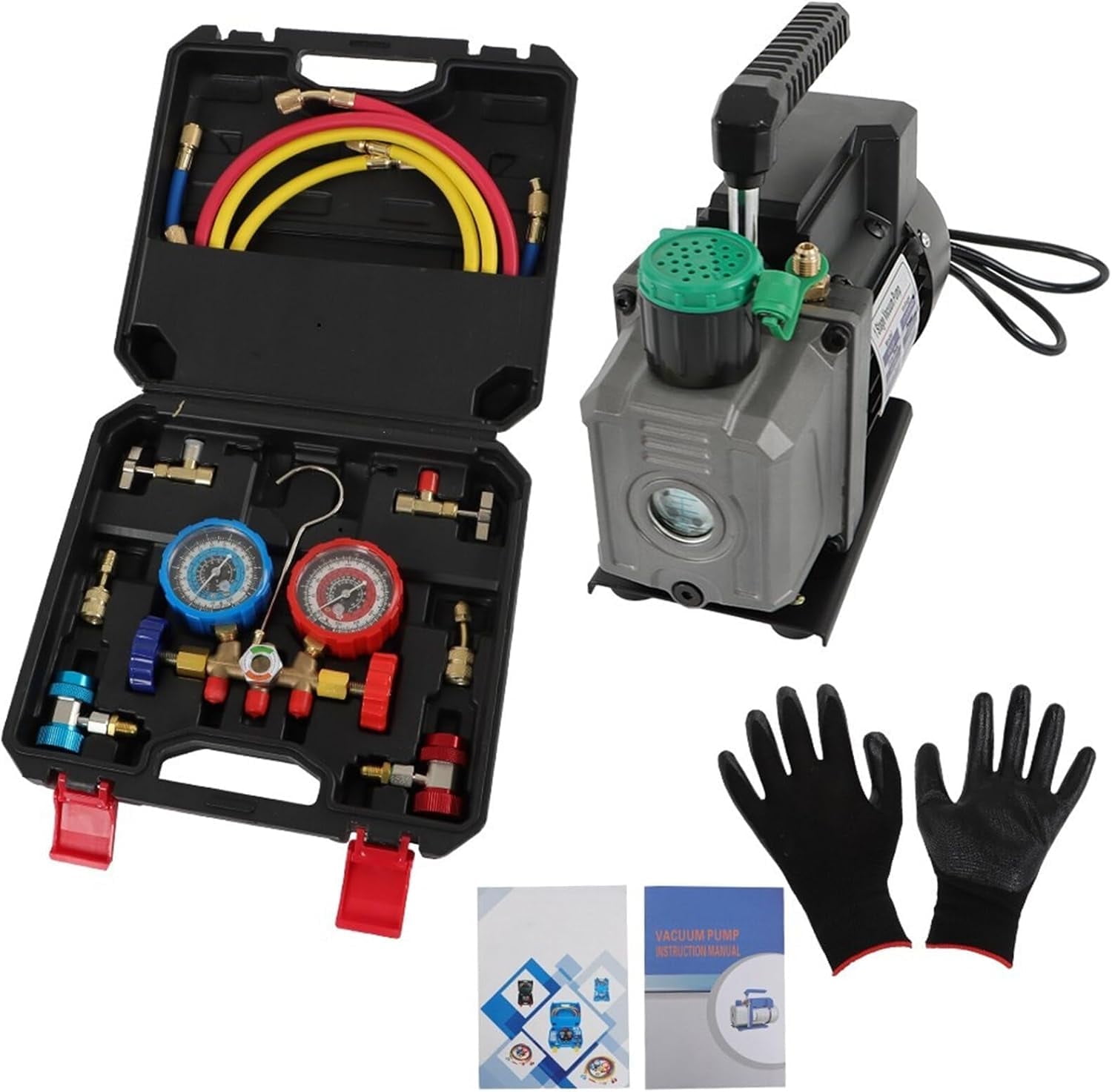 ICHTHYOSAUR 1/3HP Vacuum Pump 110V 4CFM Air Vacuum Pump with Gauge Kit ...
