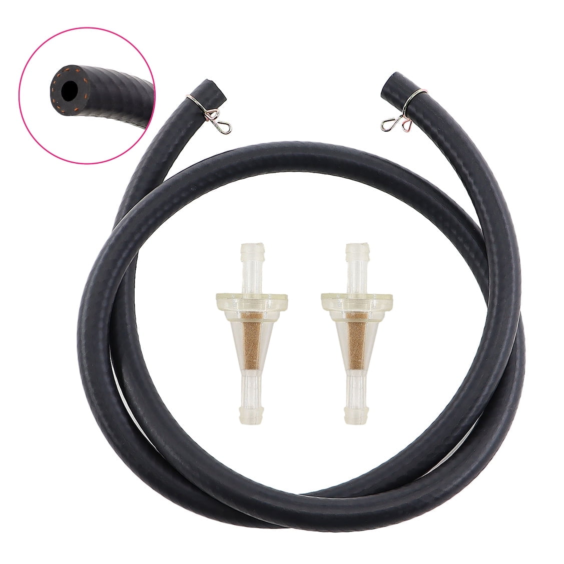ICHTHYOSAUR 2feet 5.5mm Gas Tank Fuel Line Hose Tube & Clips Filter for ...