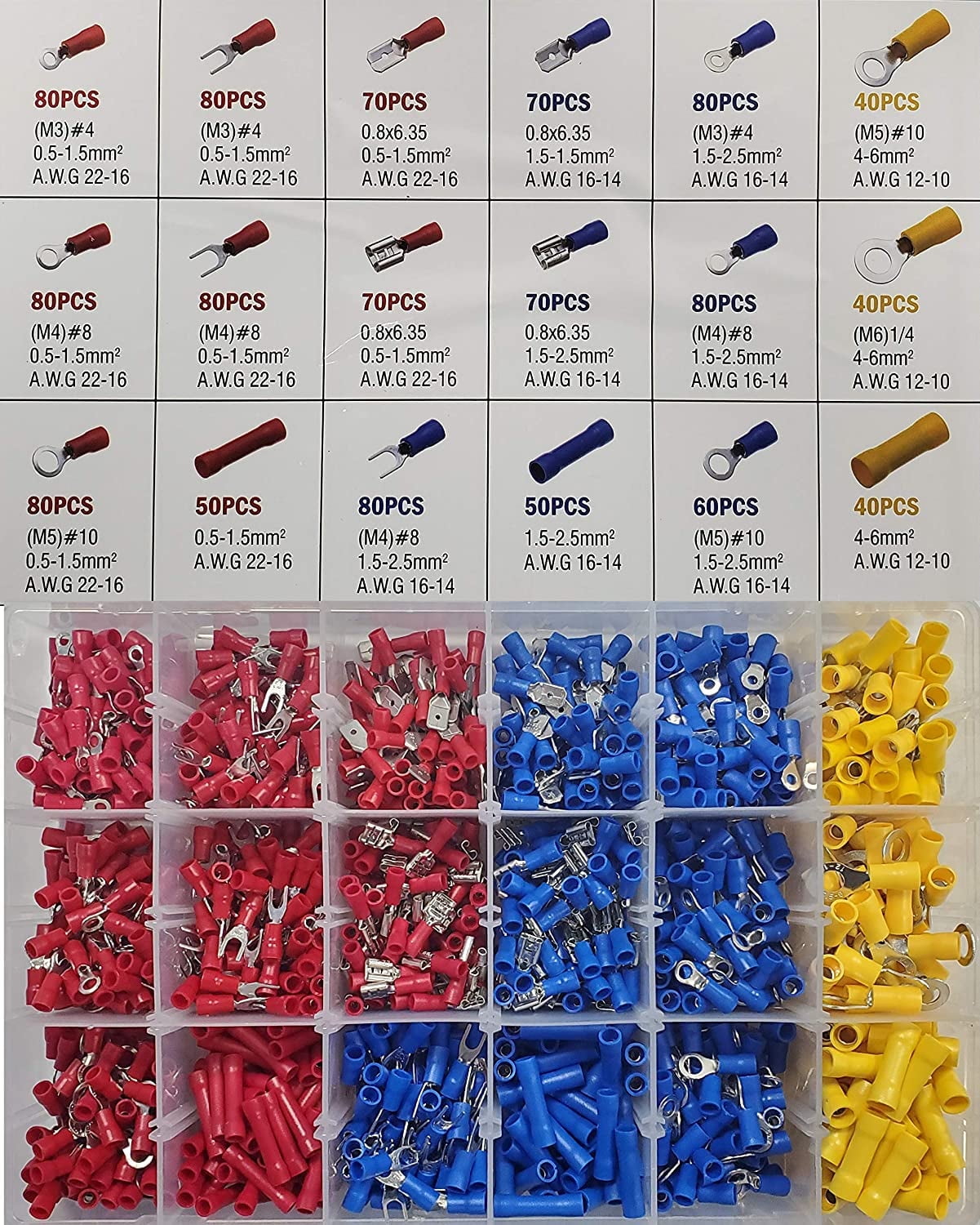 ICHTHYOSAUR Parts 1200pcs Insulated Assorted Electrical Wiring ...