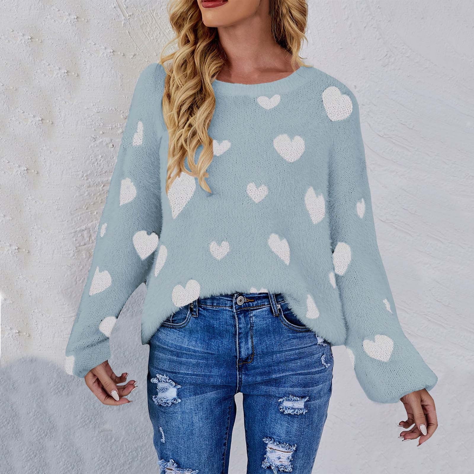 ICHUANYI 2023 Fall Winter Women Fashion Crewneck Long Sleeve Sweaters ...