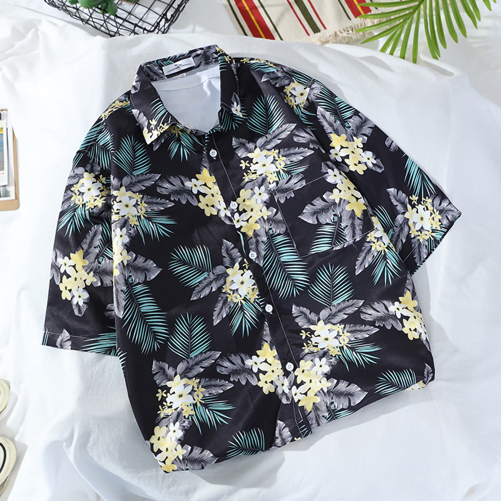 ICHUANYI 2023 Oversized Womens Button Shirts Summer Hawaiian Stly Short ...