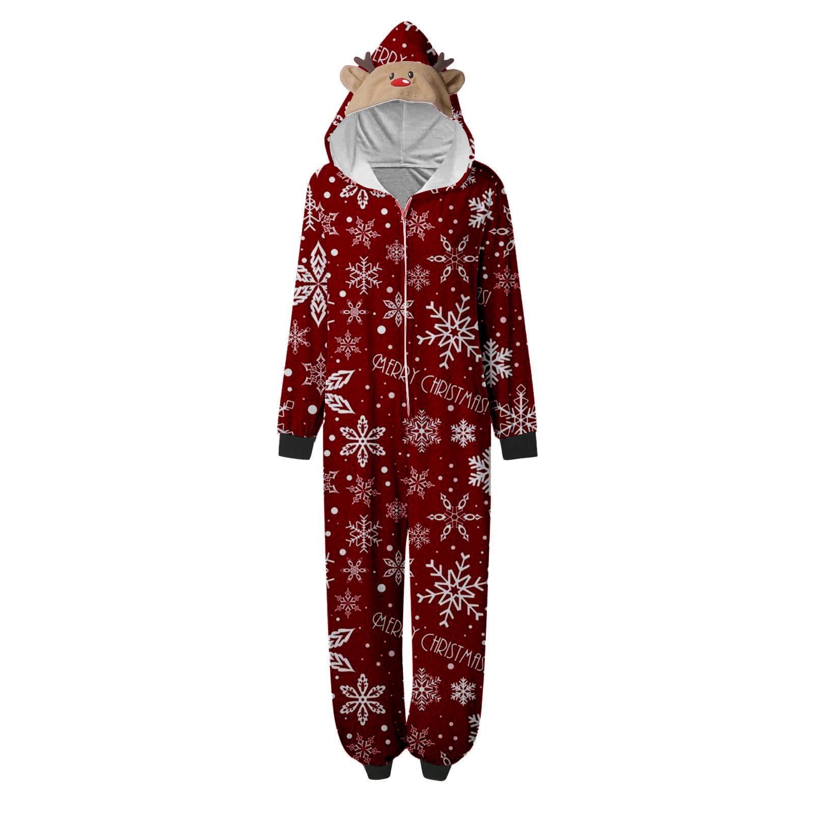 ICHUANYI Parent-child Warm Christmas Set Print Home Wear Hoodid Pajamas ...