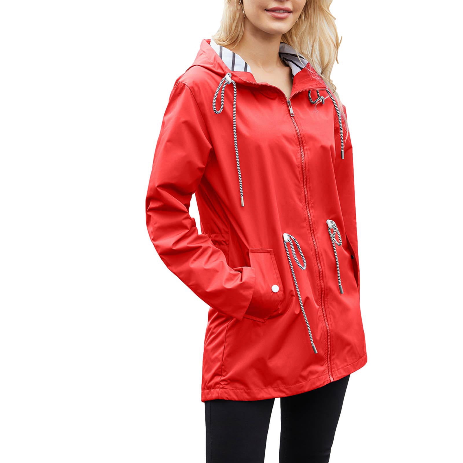 ICHUANYI Raincoat Women Lightweight Waterproof Rain Jackets Packable Outdoor Hooded Windbreaker ...