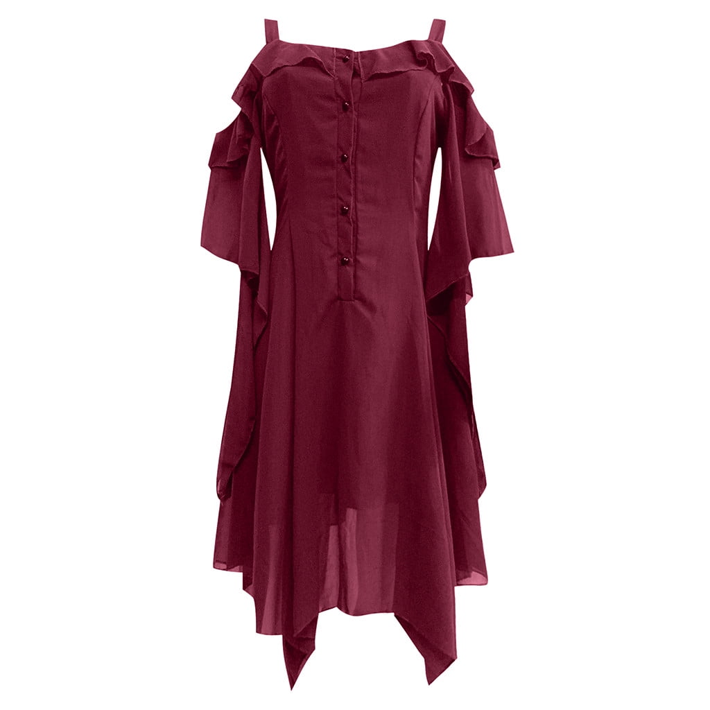 ICHUANYI Women's New Trending Dark In Ruffle Sleeves Off Shoulder ...