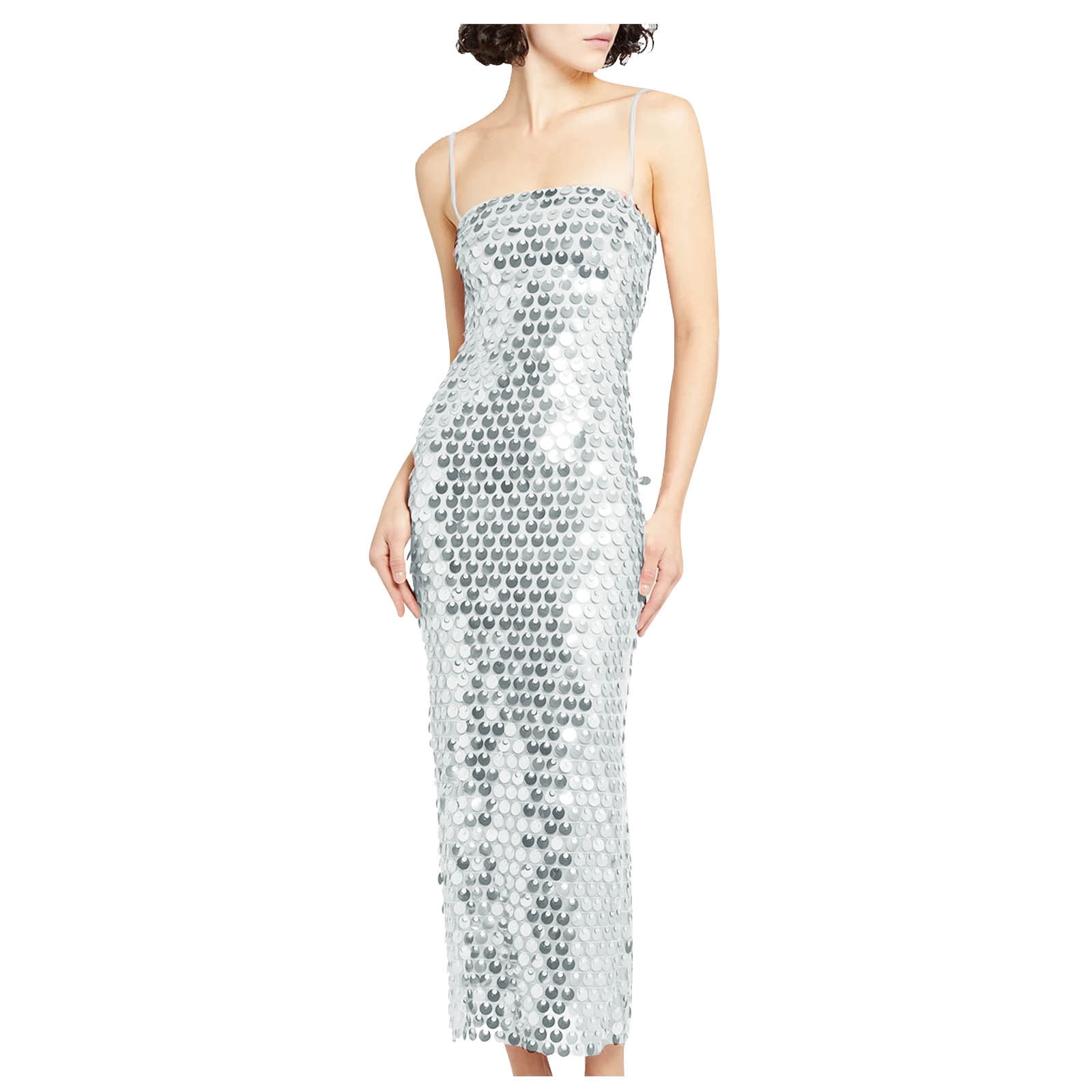 ICHUANYI Women's Summer Spring Gradual Sequin Dress With Suspender ...