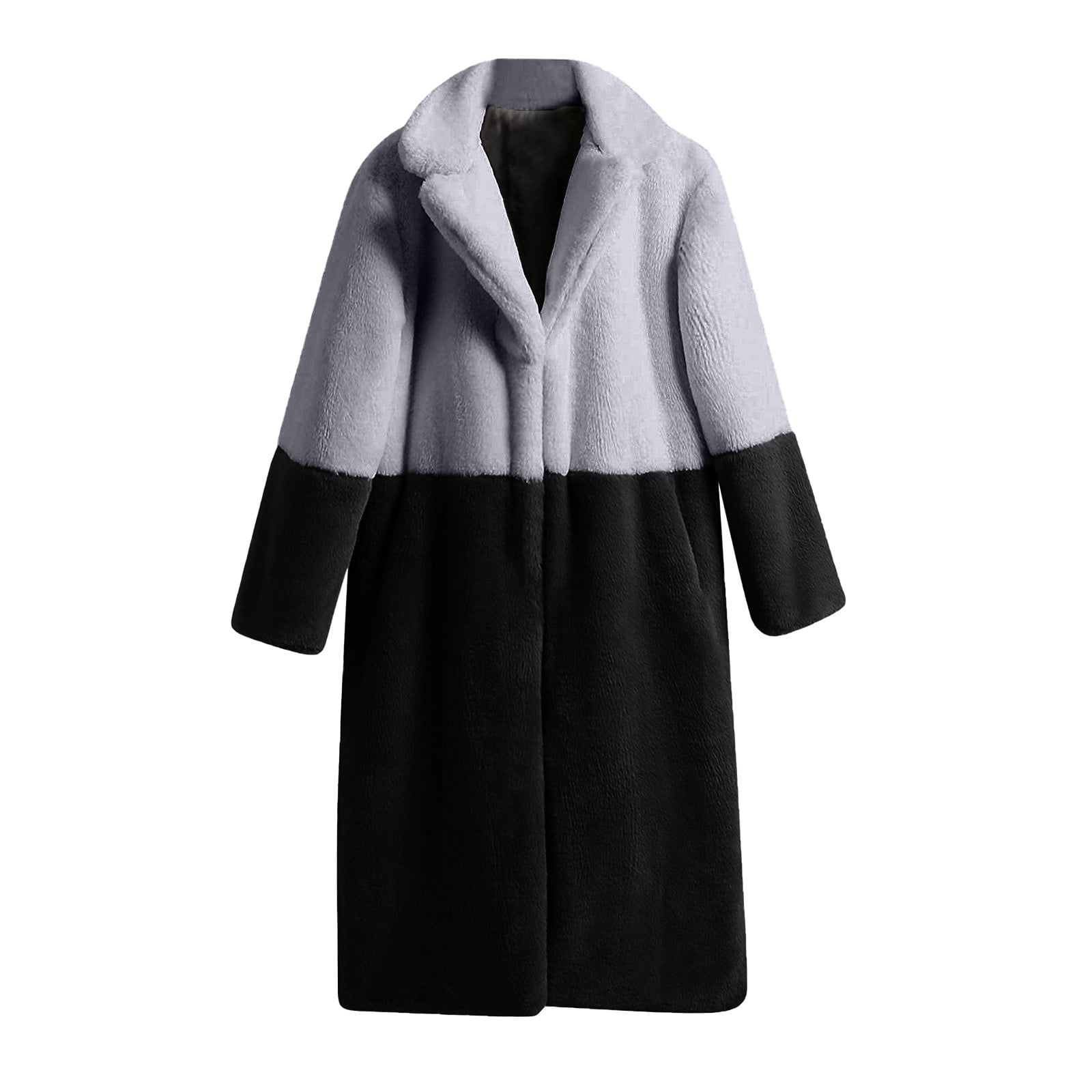 ICHUANYI Womens Fall Winter Warm Coats Faux Fur Trench Coat Warm Faux ...