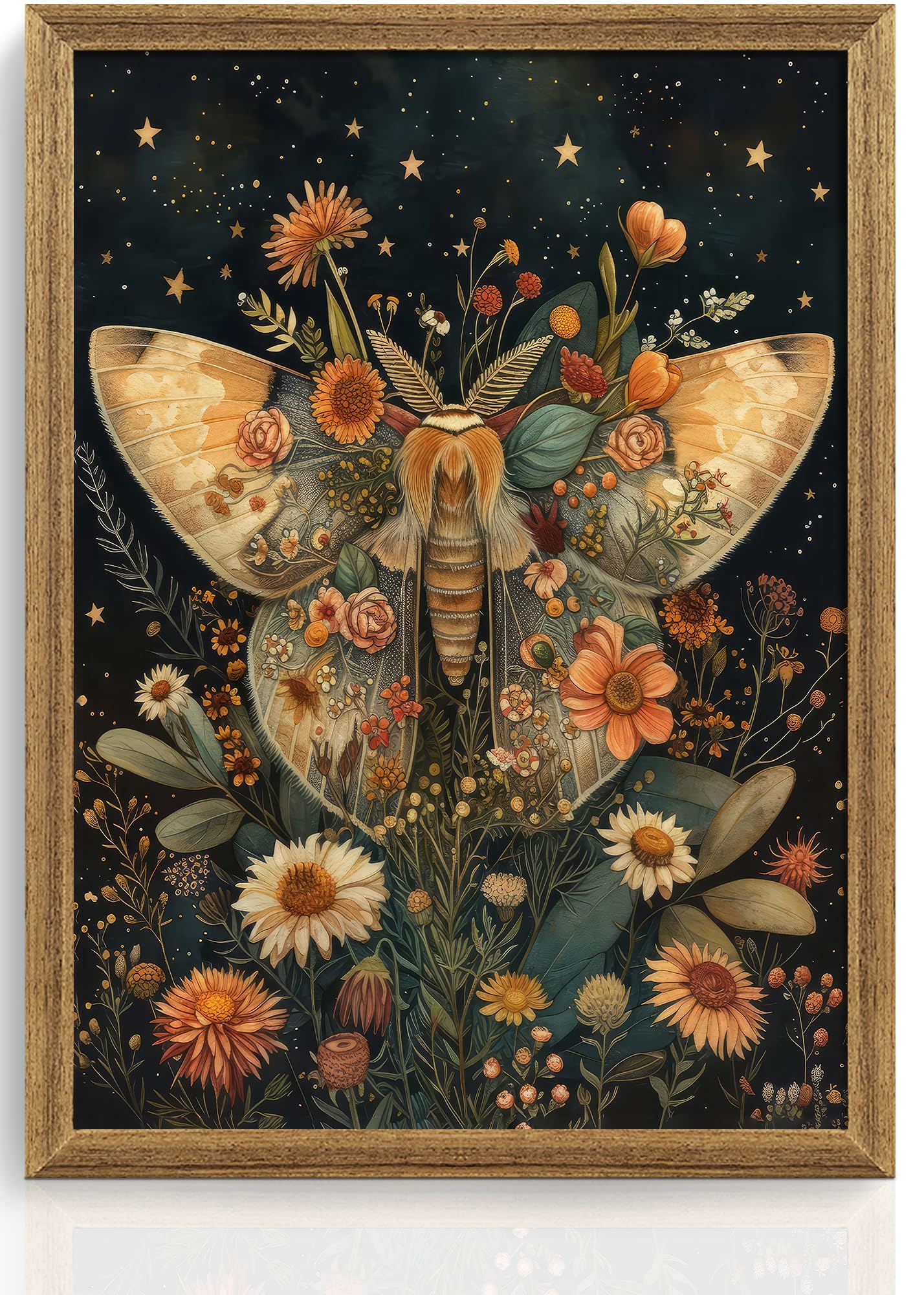 ICHZUMW Dark Cottagecore Room Decor, William Morris Moth Floral Print ...