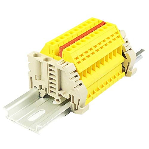 ICI Dinkle Power Distribution DK2.5N-YW 10 Gang Box Connector DIN Rail Terminal Blocks, 12-22 ...