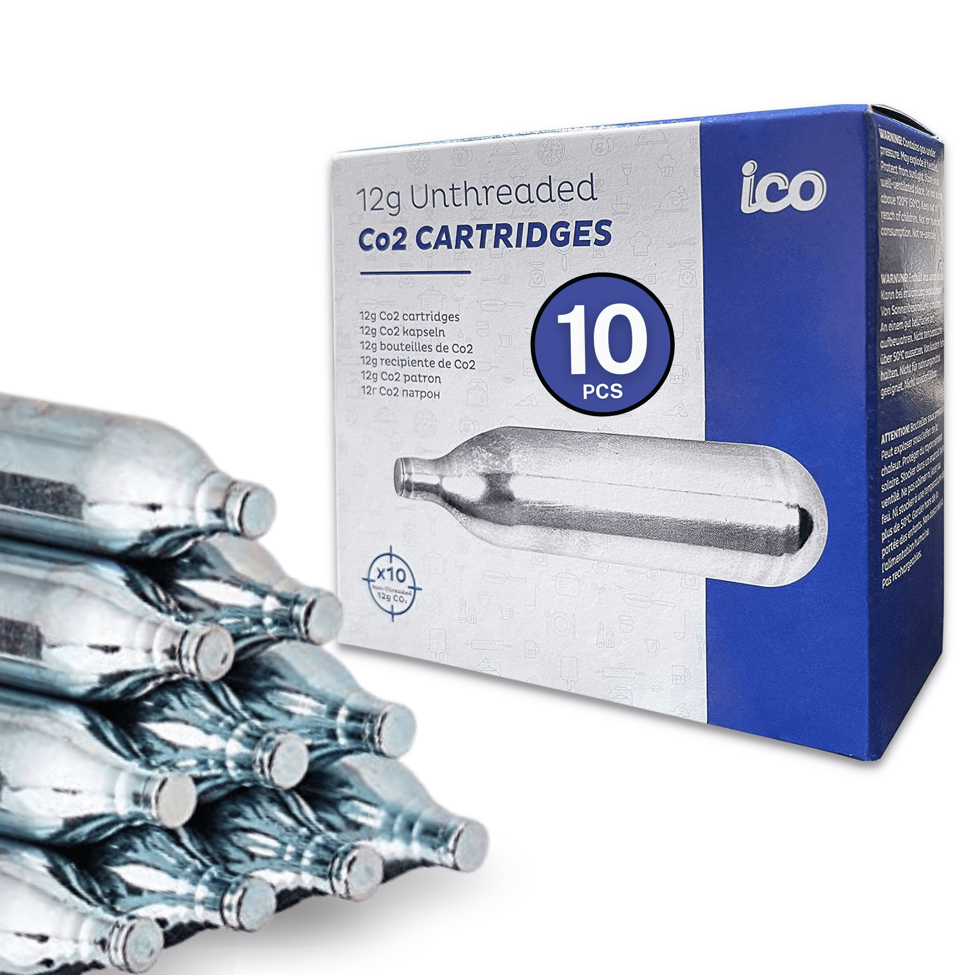 ICO 12g CO2 Cartridges, Non-Threaded, Airgun BB Cylinder Capsules ...